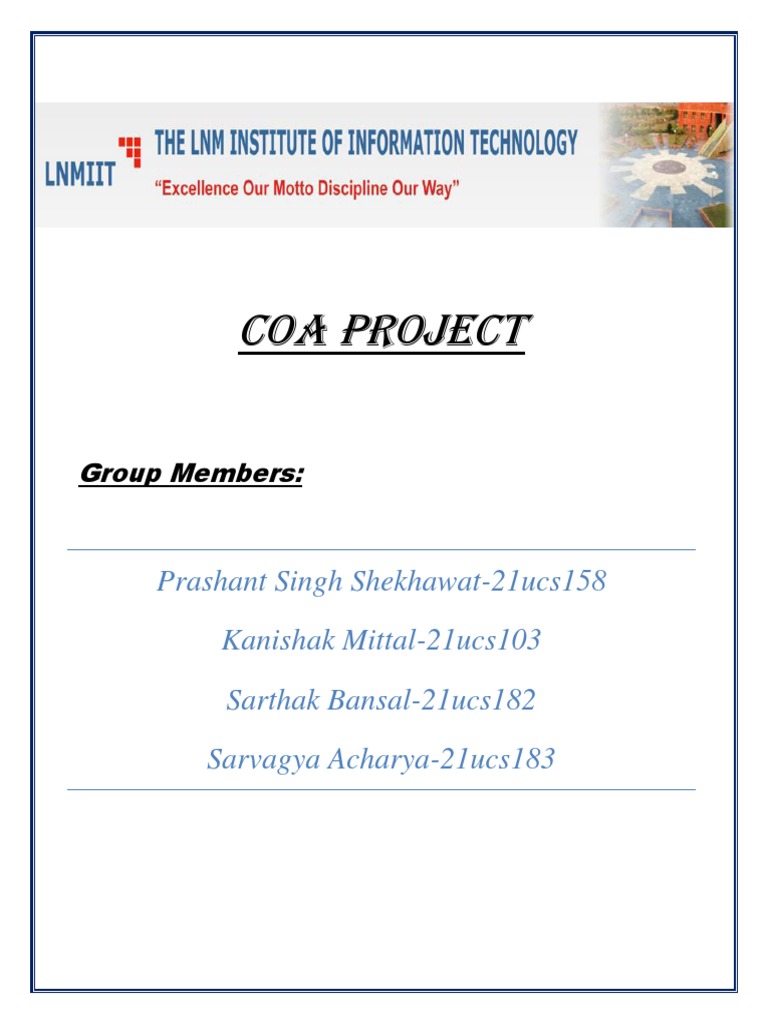 COA Project | PDF | Bit | Computer Architecture