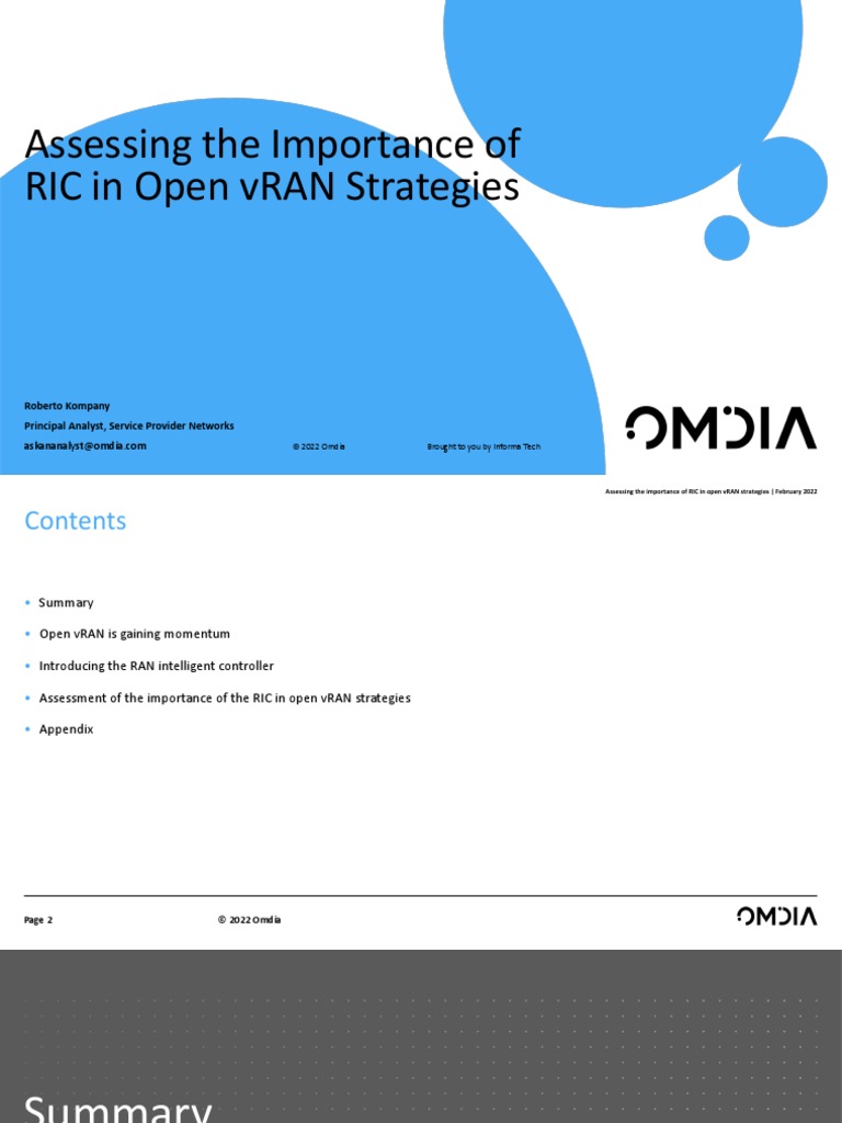 Assessing The Importance of RIC in Open vRAN Strategie Omdia | PDF | Artificial Intelligence ...