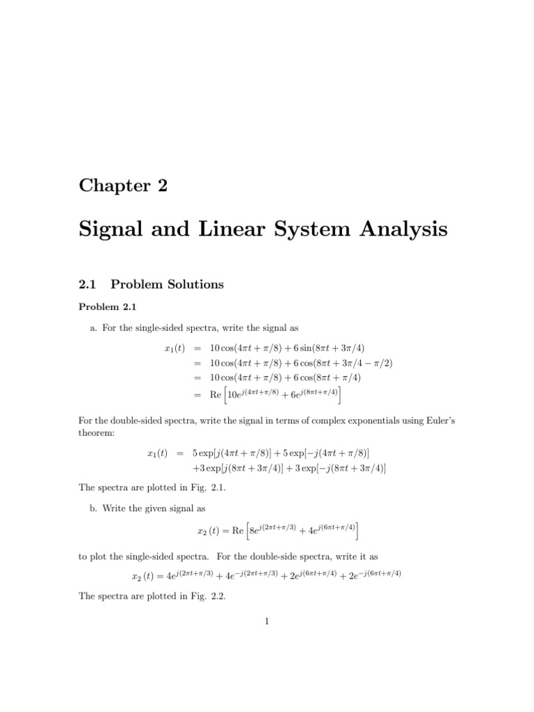 Signal and System Analysis Solutions | PDF | Phase (Waves) | Spectral Density