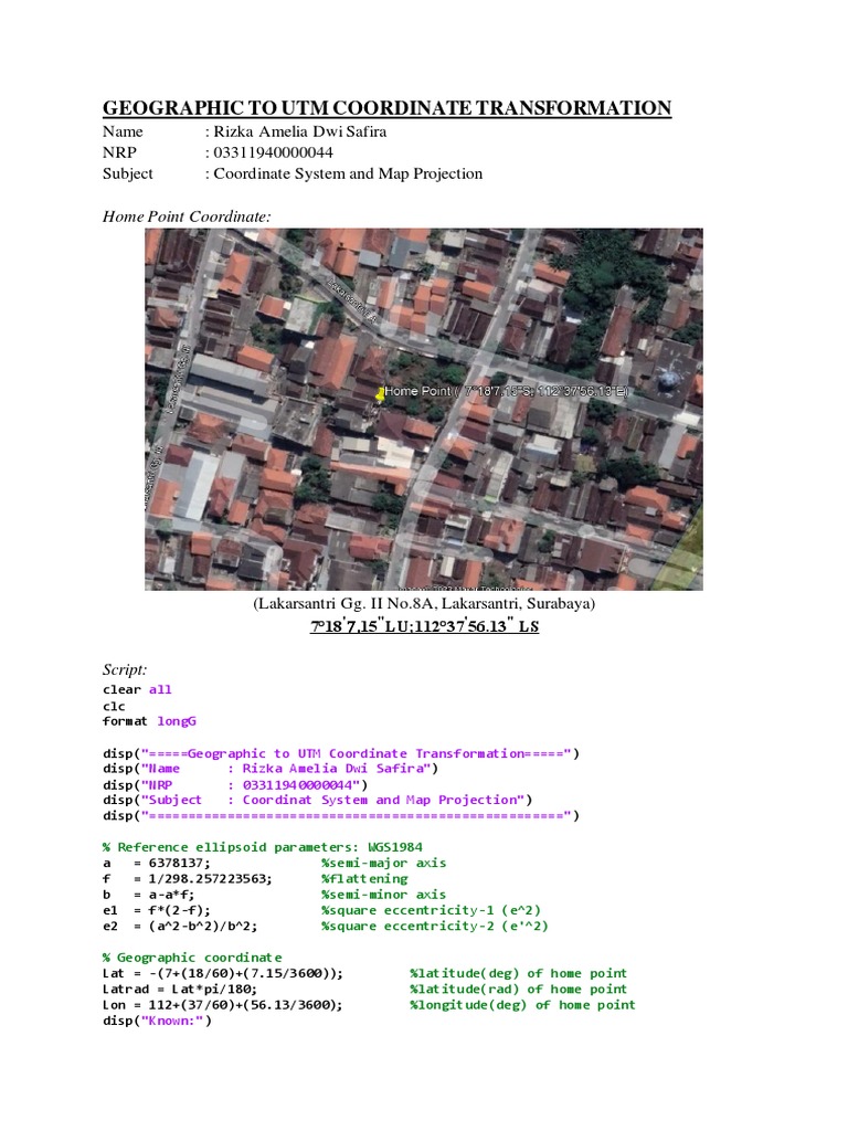 Geodetik2utm Transformation Pdf Latitude Metrology