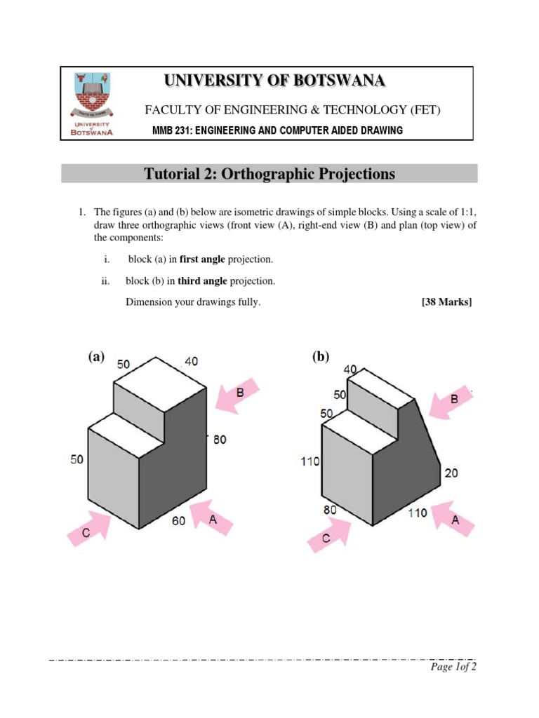 Tutorial 2 - Orthographic Projections | PDF