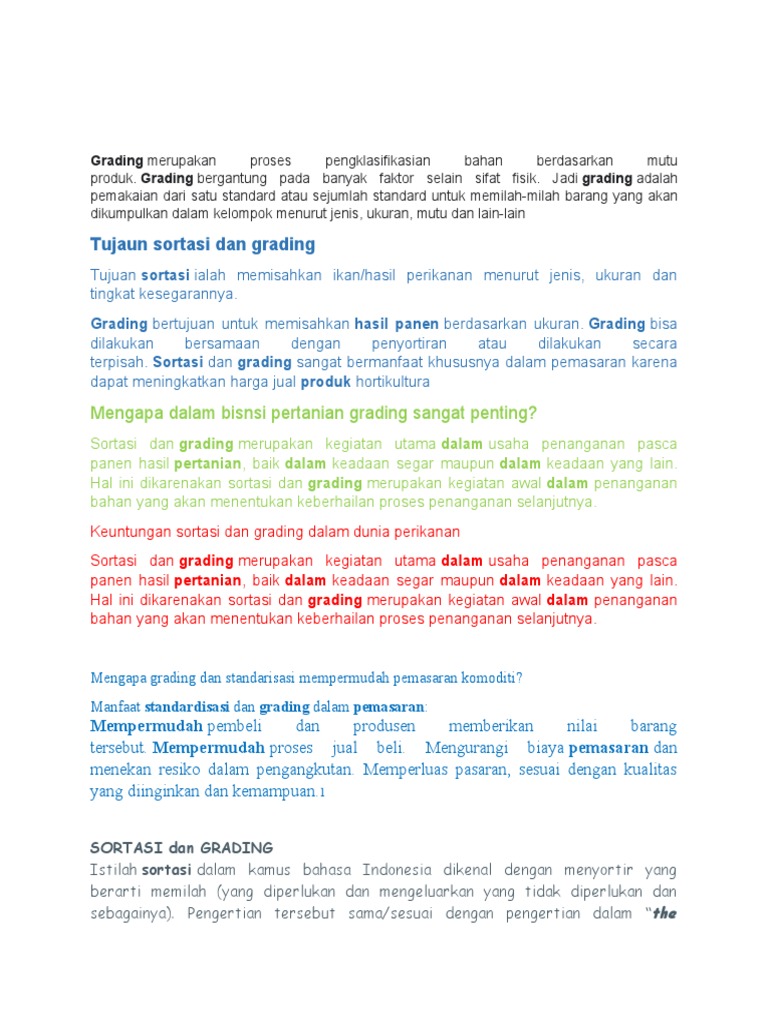Perbedaan Sortasi dan Grading Produk | PDF