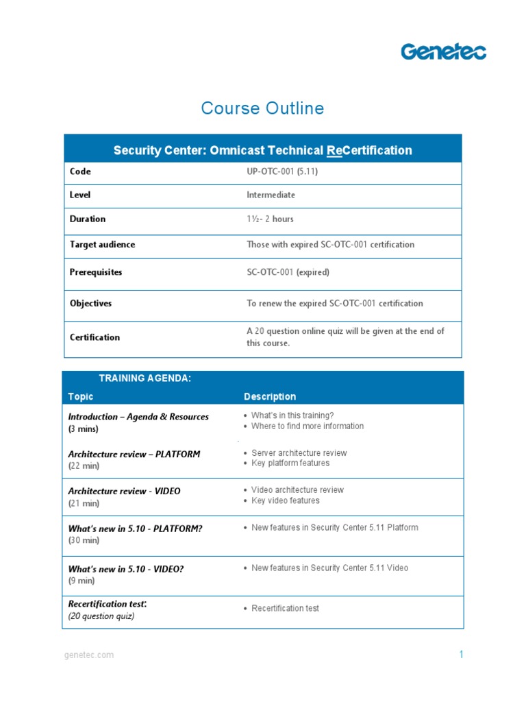 Omnicast ReCertification Course | PDF