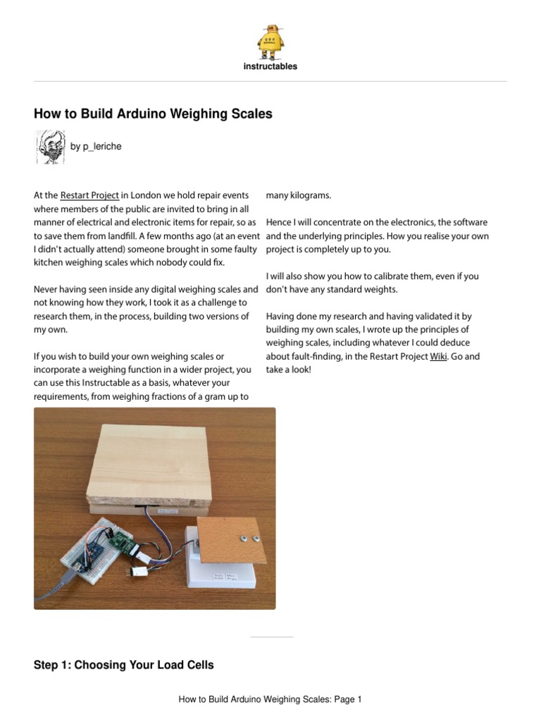How To Build Arduino Weighing Scales Pdf