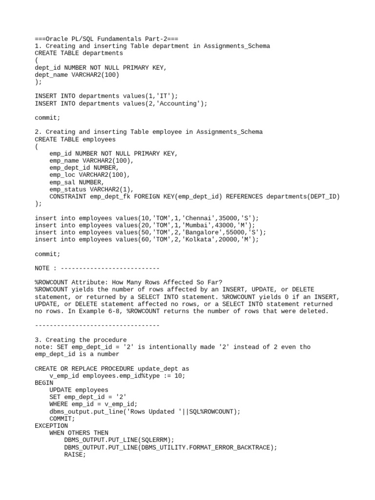 Oracle PL-SQL Fundamentals Part 2 Practise Queries | PDF | Pl/Sql | Data Management