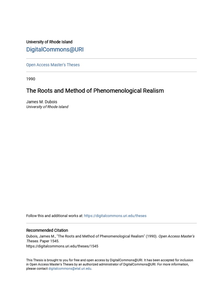 The Roots and Method of Phenomenological Realism | PDF | Phenomenology ...