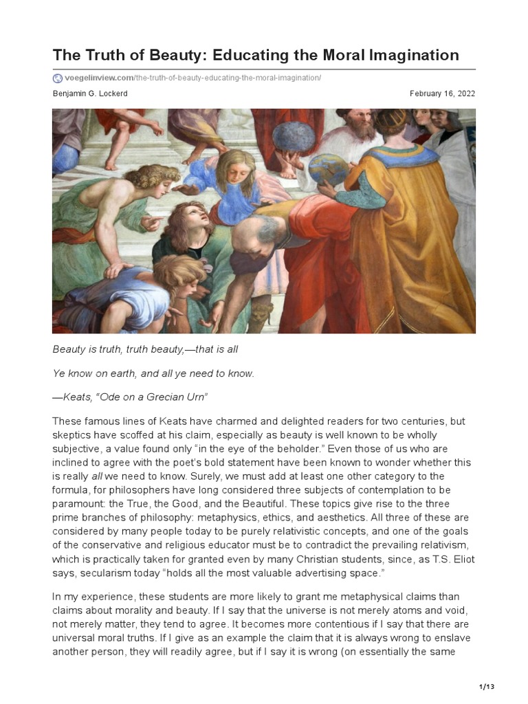 The Truth of Beauty Educating The Moral Imagination | PDF | Beauty | Truth