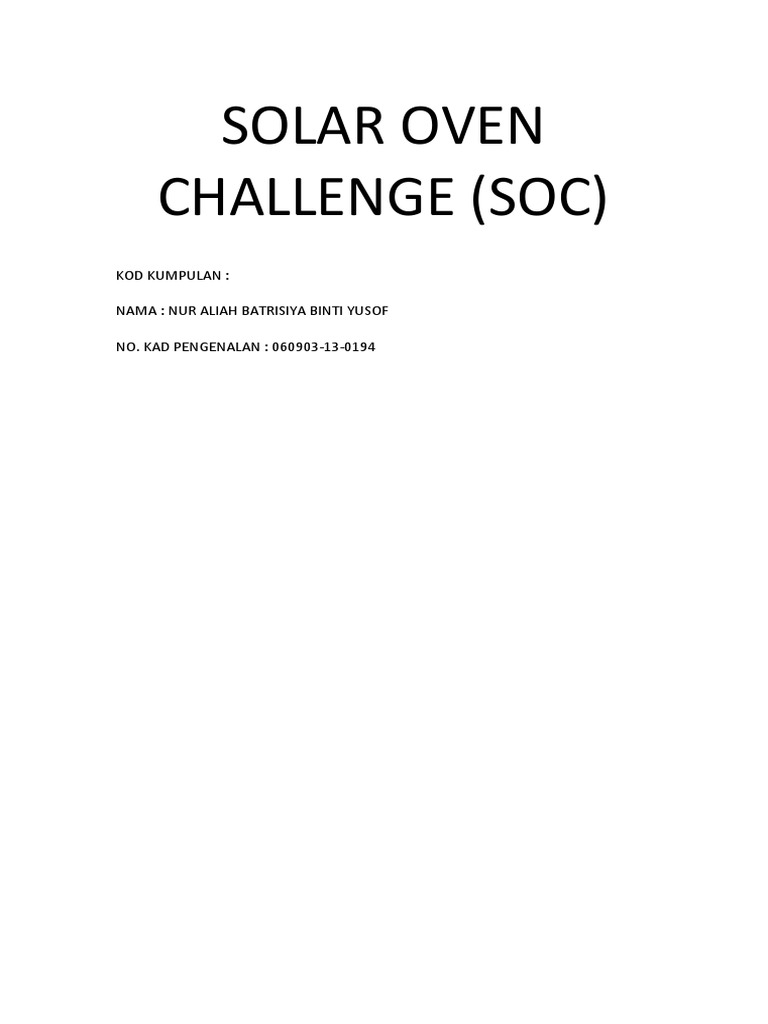 Solar Oven Challenge | PDF