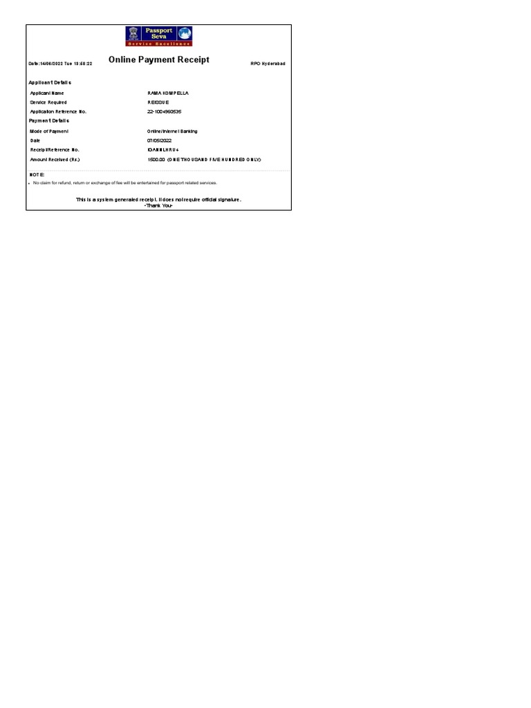 Payment Receipt 1 | PDF