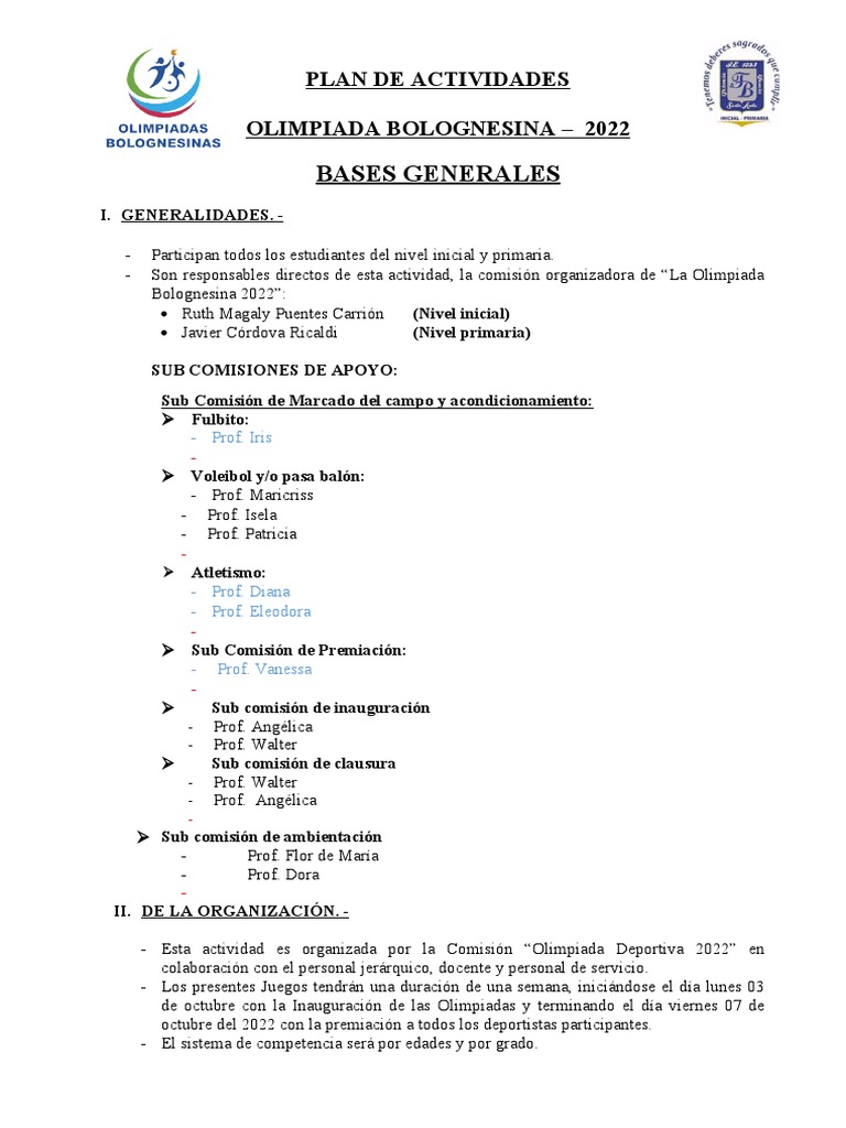 Bases y Ficha de Inscripciòn Olimpiadas | PDF | Ajedrez | Vóleibol