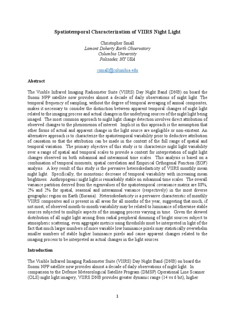 Spatiotemporal Characterization Of Viirs Night Light Pdf Variance Principal Component Analysis
