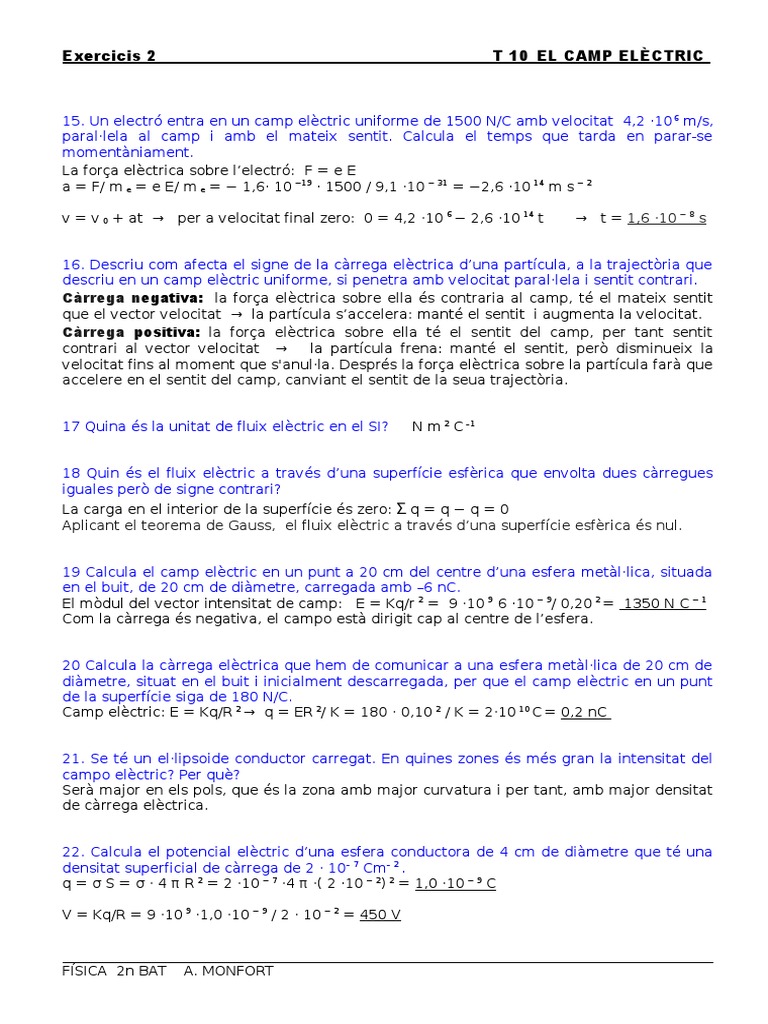 Exercicis 2 T 10 - El Camp Elèctric | PDF