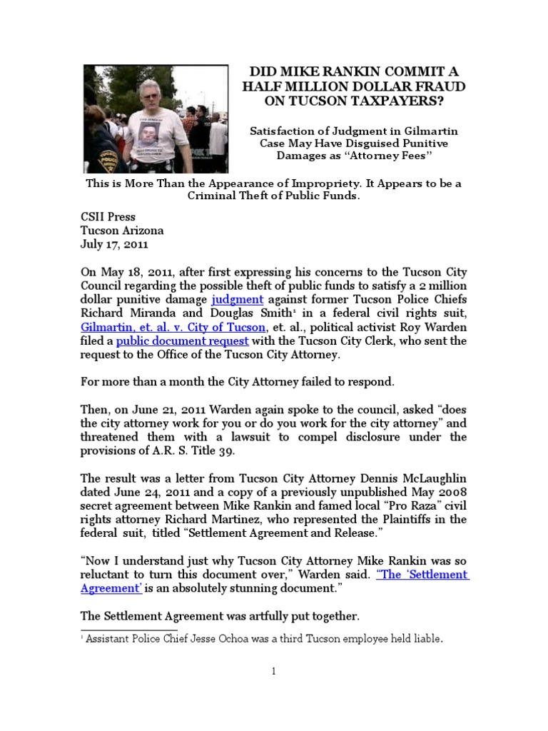 Did Tucson City Attorney Mike Rankin Commit A Half Million Dollar Fraud ...
