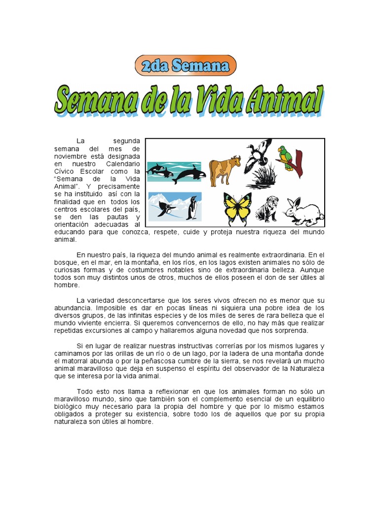 2DA SEMANA - Semana de La Vida Animal. | PDF