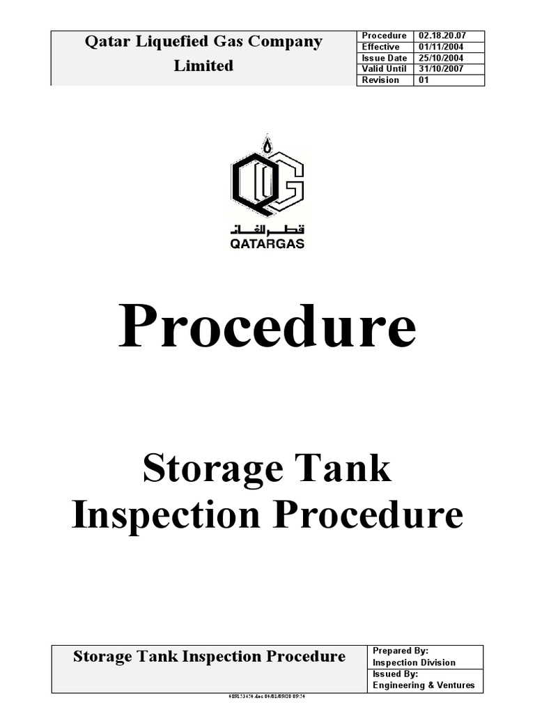 Storage Tank Inspection Procedure PDF Free | PDF | Corrosion ...