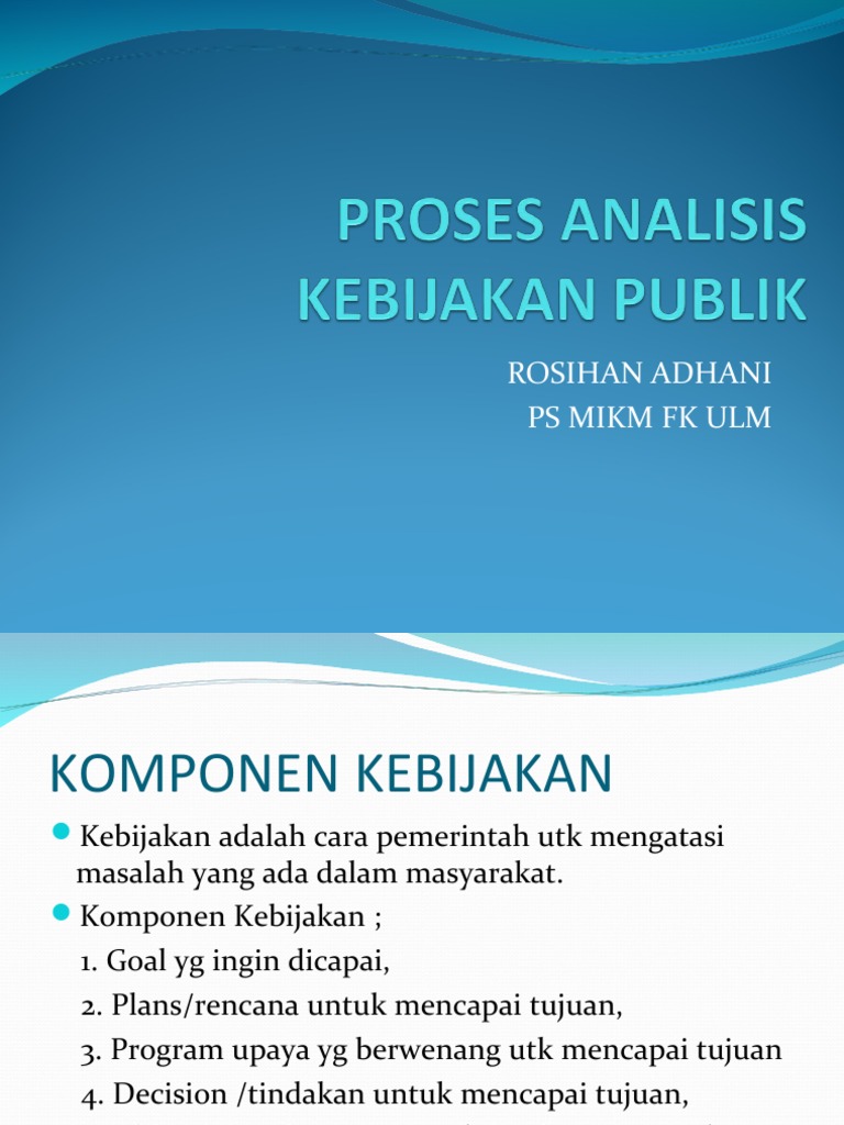 Proses Analisis Kebijakan Publik | PDF
