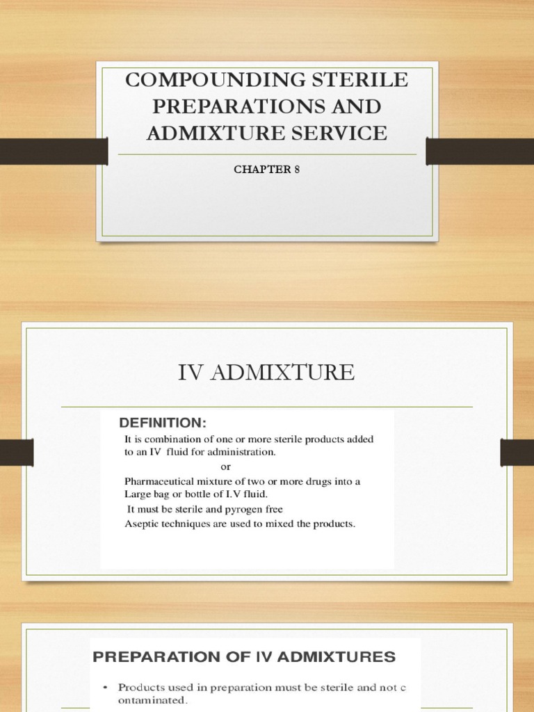 Compounding Sterile Preparations and Misture Service | PDF ...