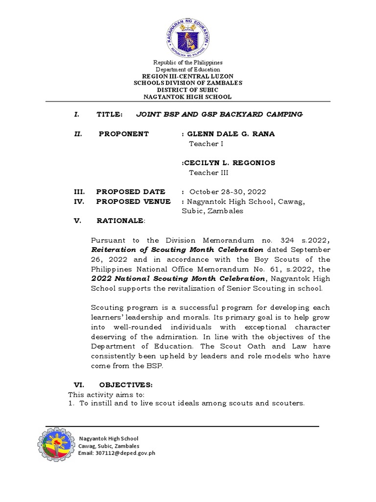 BSP Proposal Month | PDF | Scouting | Outdoor Recreation