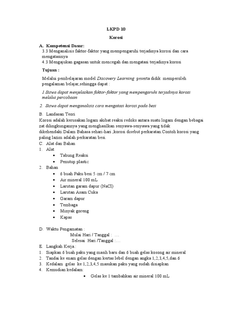 LKPD 11 Korosi | PDF