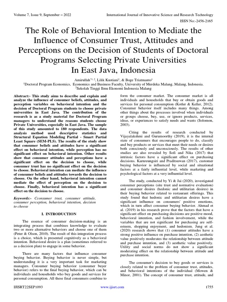 Keywords:-Cconsumer Trust, Consumer Attitude,: Consumer Perception, Behavioral Intention ...