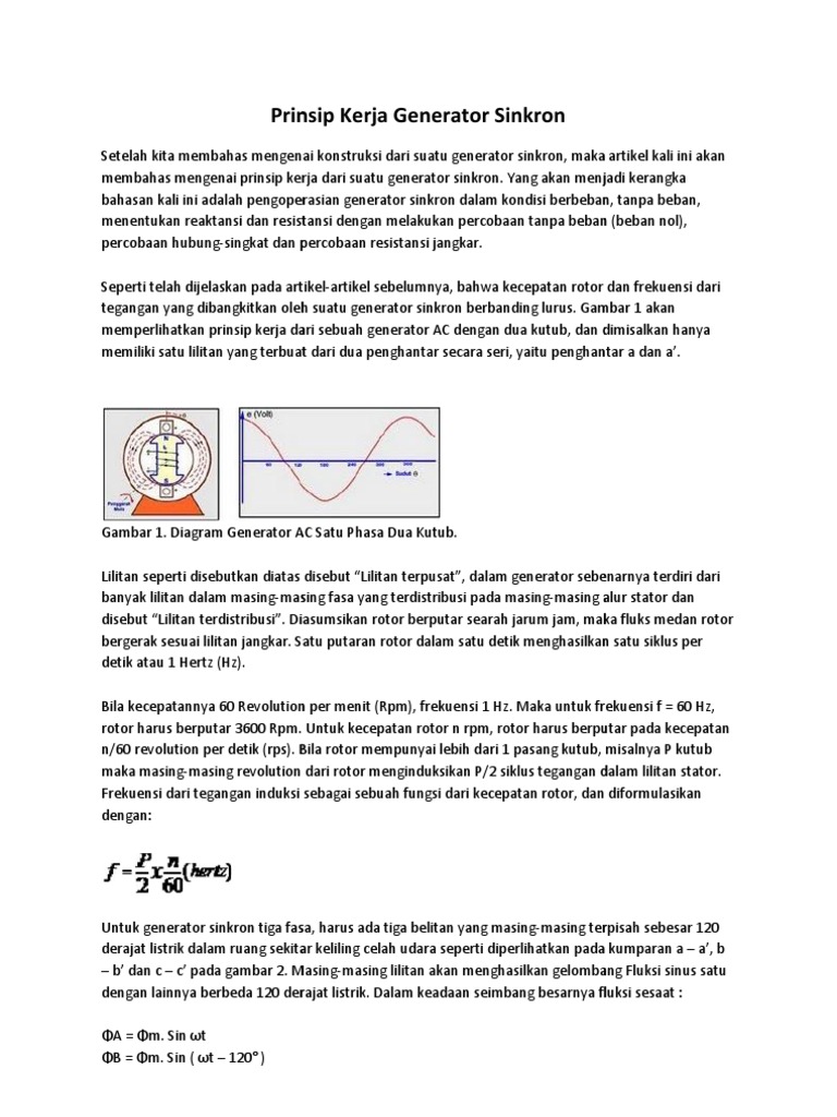 Prinsip Kerja Generator Sinkron | PDF