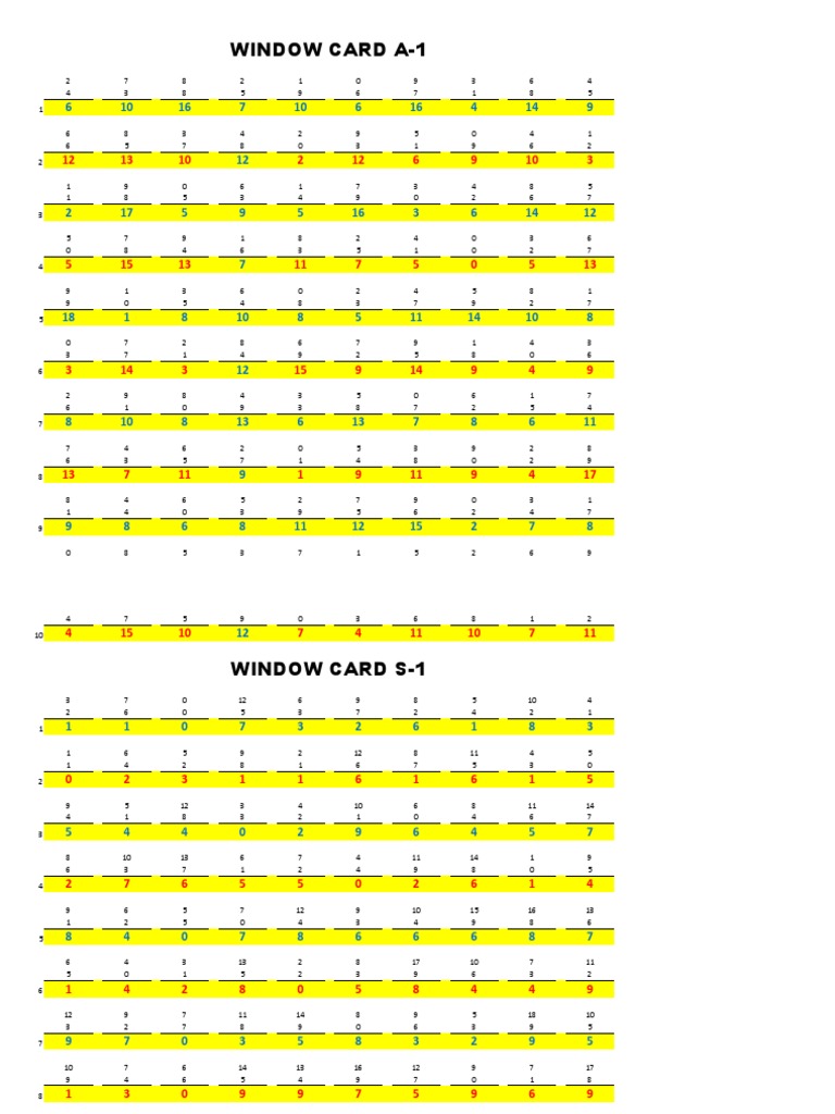Anwer Key Window Cards A1, S1, M1, D1 | PDF | Chess