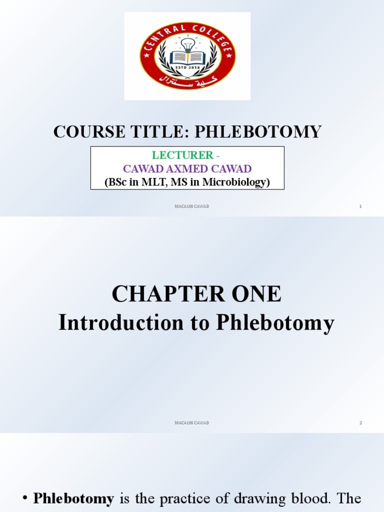 Phlebotomy Chapt1 Pdf White Blood Cell Blood