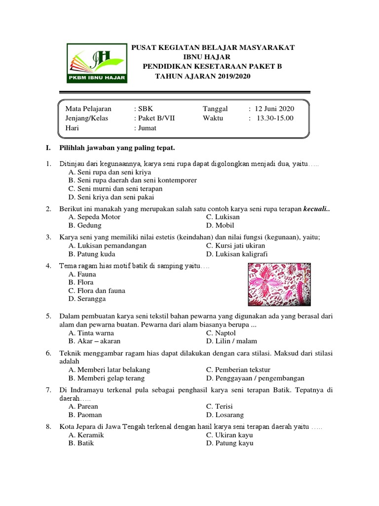 Soal SBK 7 | PDF | Seni