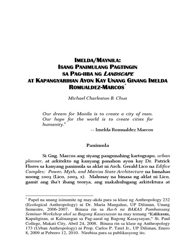 Imelda Maynila by Xiao Chua | PDF