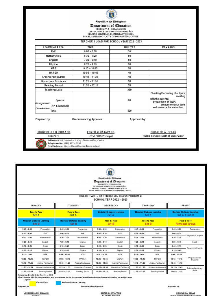Teacher's Class Schedule and Responsibilities | PDF | Learning | Behavior Modification