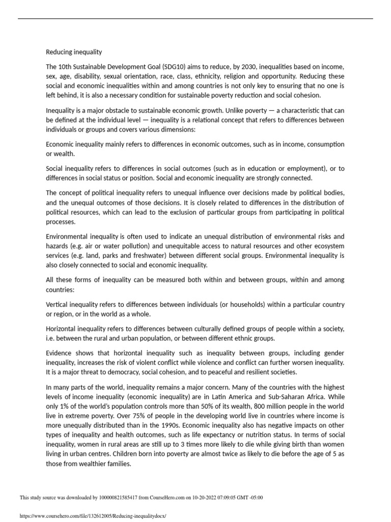 Reducing Inequality | PDF | Social Inequality | Discrimination & Race ...