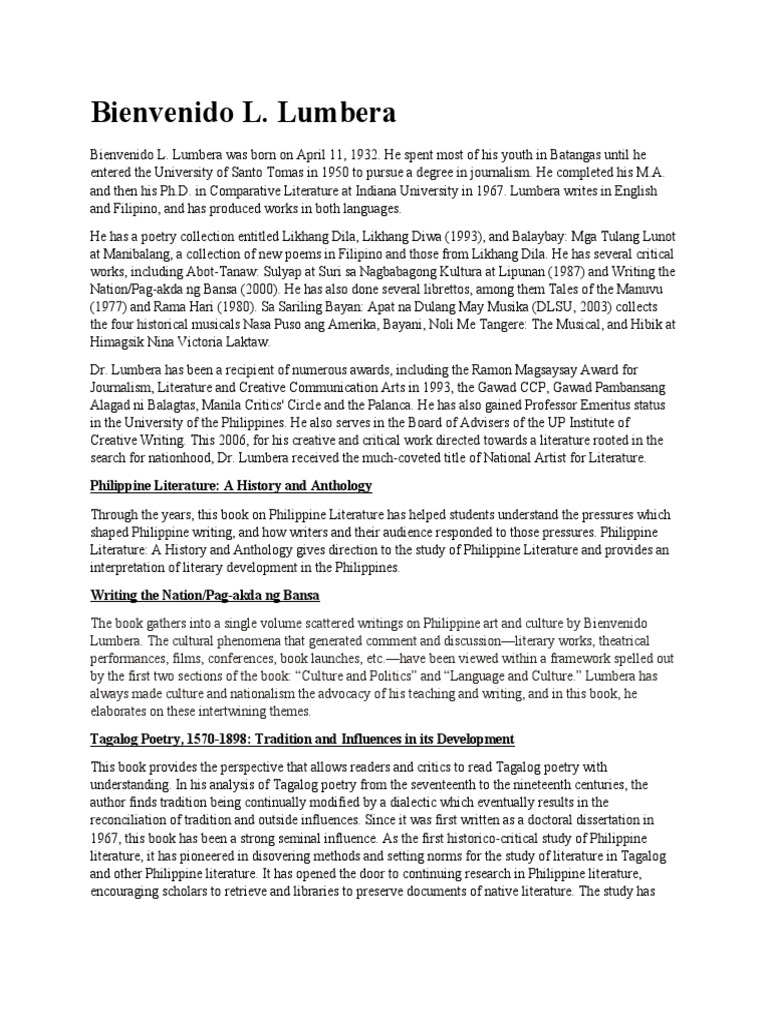 Bienvenido Lumbera Works Sean | PDF | Philippines