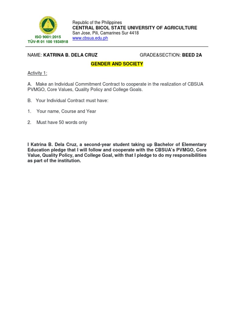 Dela Cruz - Katrina - Beed 2a - Exploration - Week 1 | PDF