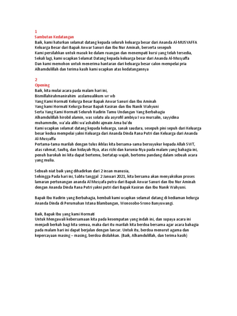 Teks MC Acara Lamaran dan Tunangan | PDF