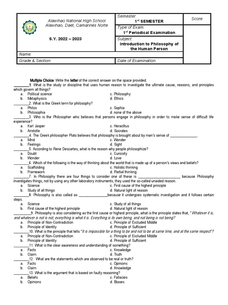 Philosophy 3rd Exam | PDF | Reason | Bias