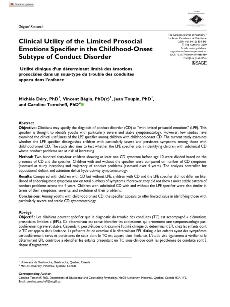 The Limited Clinical Utility of the "Limited Prosocial Emotions | PDF ...
