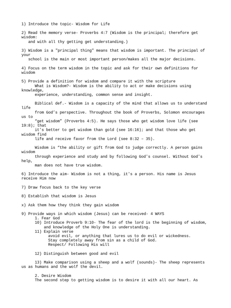 Wisdom for Life | PDF | Wisdom | Book Of Proverbs