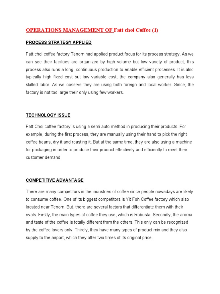 Management of Operations | PDF | Coffee | Operations Management