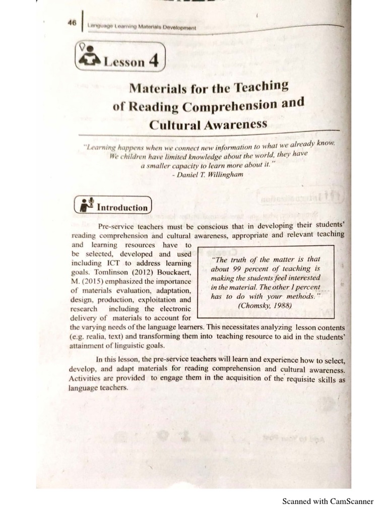 Lesson 8 - Materials For Teaching of Reading Comprehension and Cultural ...