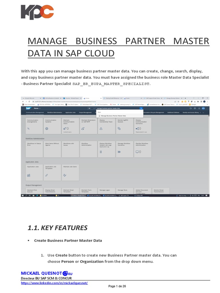 Manage Business Partner Master Data Pdf Supply Chain Management Application Software