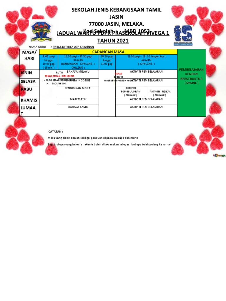 Jadual Waktu PDPR SJKT | PDF