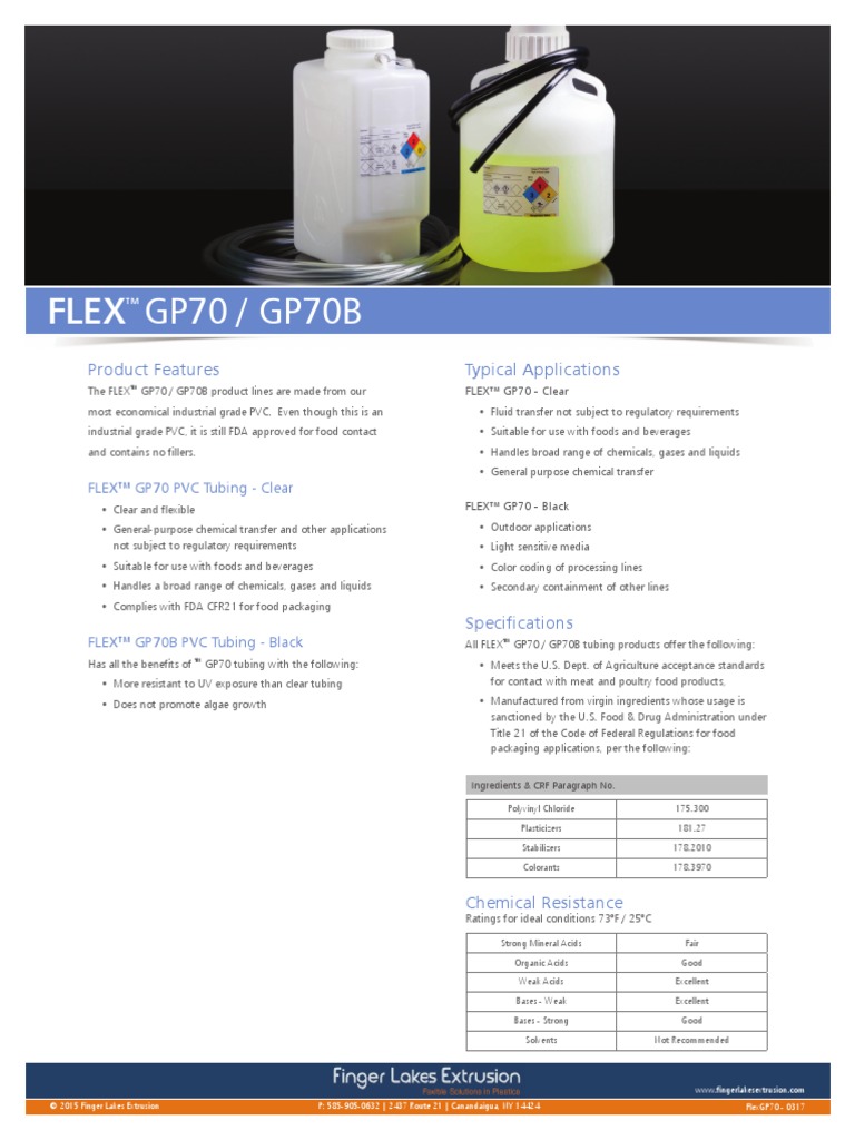 Flex TM GP70 | PDF | Polyvinyl Chloride | Pipe (Fluid Conveyance)