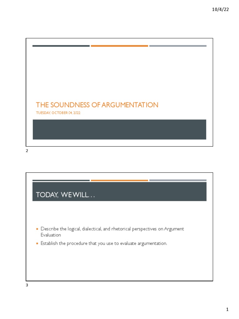Van Eemeren CH 6 The Soundness of Argumentation Day 1 F22 | PDF | Argument | Logic