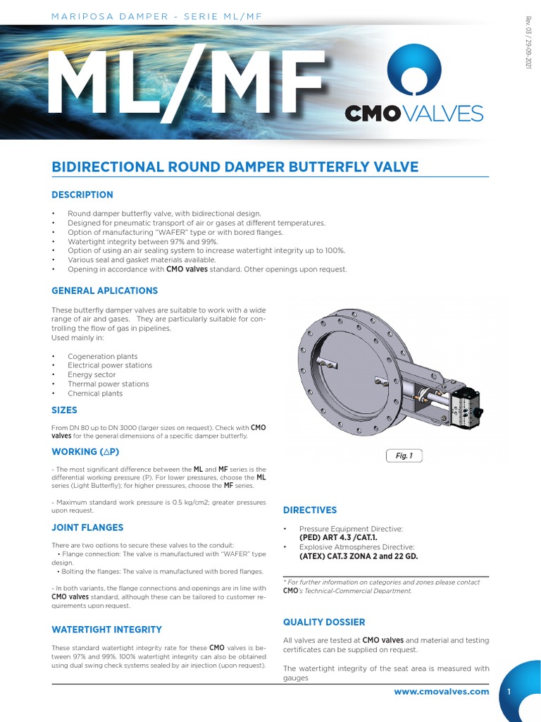 Damper Valve Cmovalves Serie MF Rev 00 Sheet Data en | PDF | Valve ...