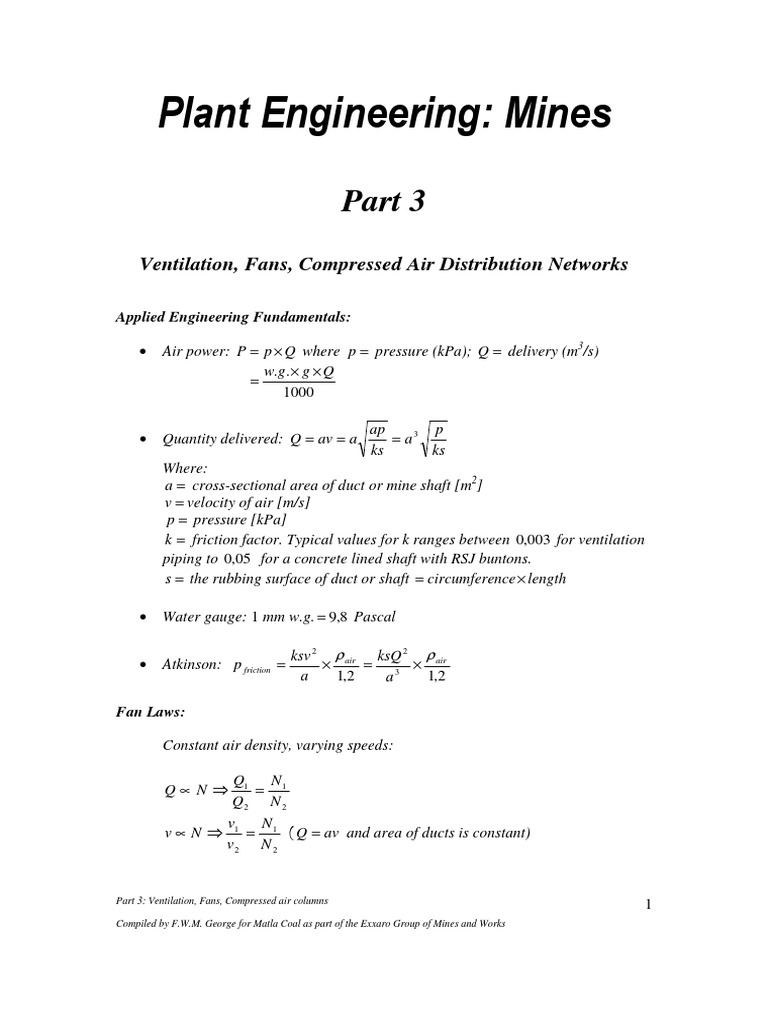 Plant Eng Part 3 - Ventilation | PDF | Pressure | Breathing