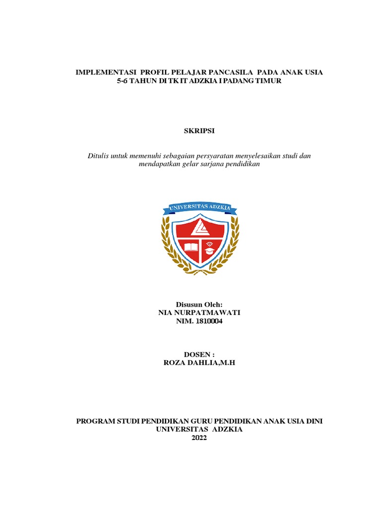 Implementasi Profil Pelajar Pancasila Pada Anak Usia - Tahun Di TK It ...