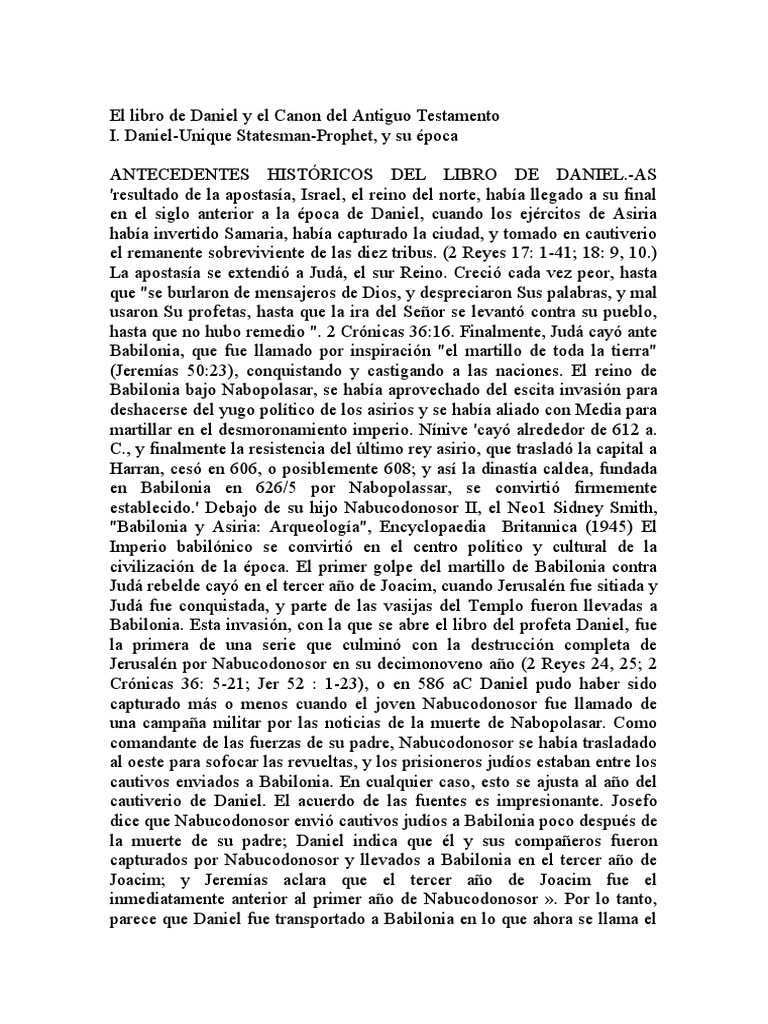 El Libro de Daniel y El Canon Del Antiguo Testamento I | PDF | Daniel ...