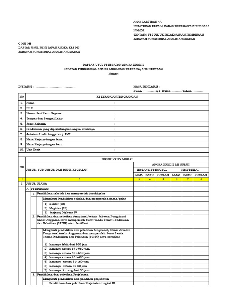 Formulir DUPAK AA | PDF