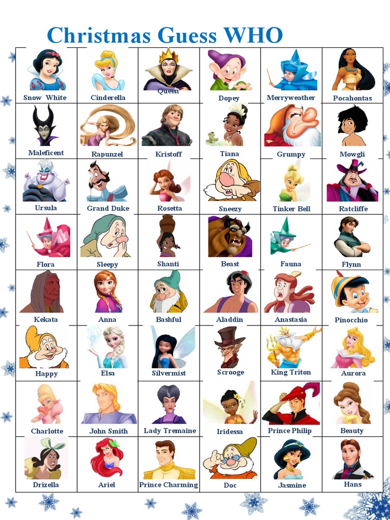 Christmas Guess Who Disney Activities Promoting Classroom Dynamics ...