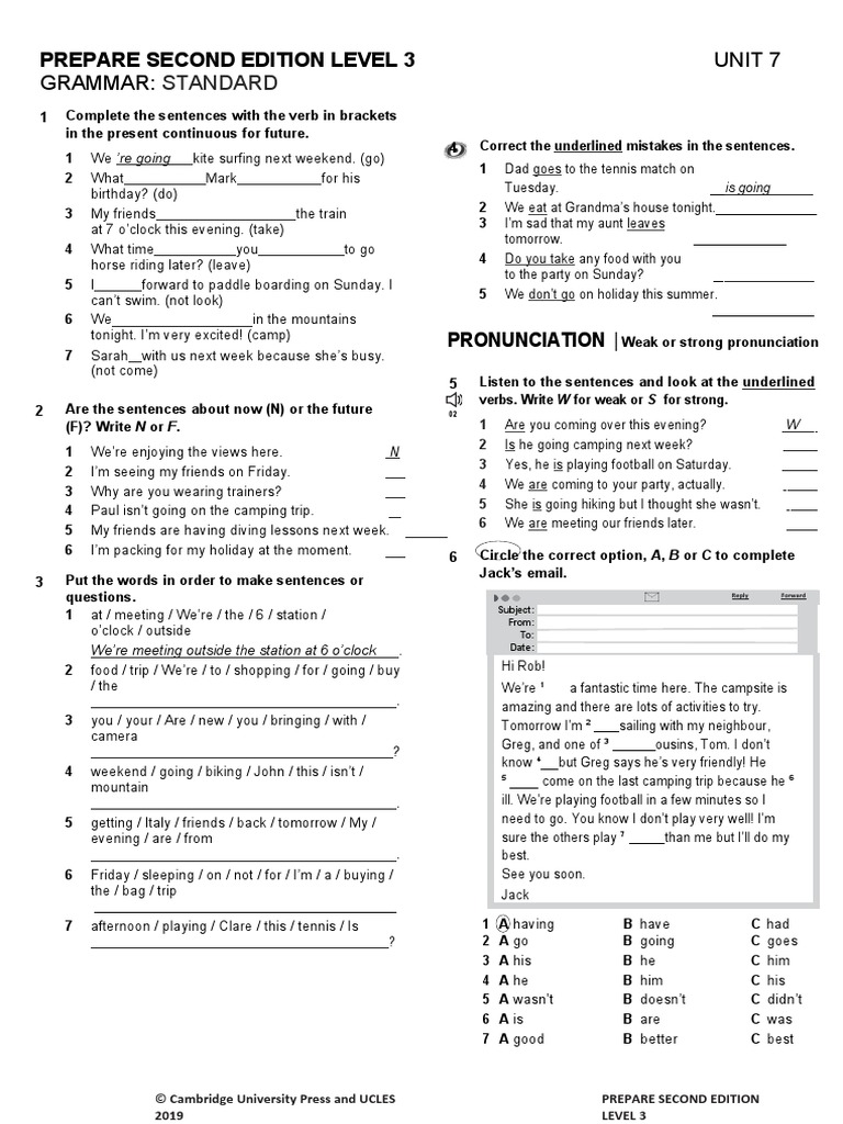 PREPARE 3 Grammar Standard Unit 07 | PDF